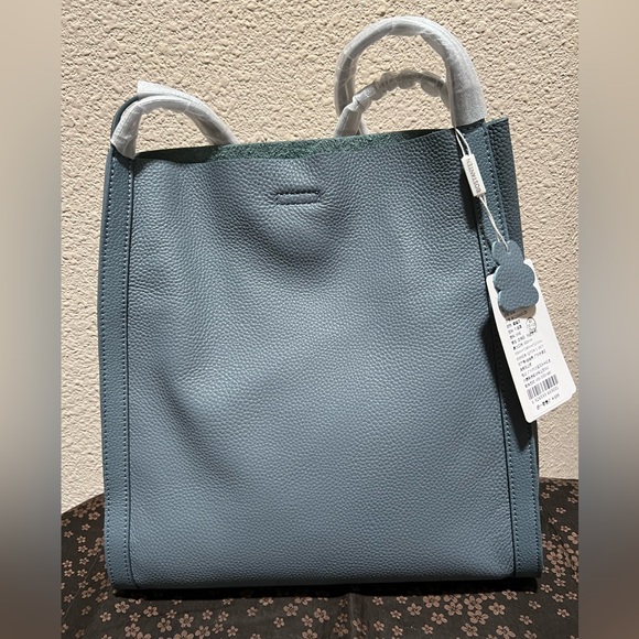 Bags | Sky Blue Tote Bag Leather Texture | Poshmark